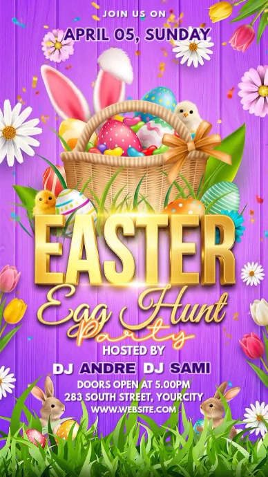 Pink Easter Egg Hunt Party Instagram Story Template | PosterMyWall