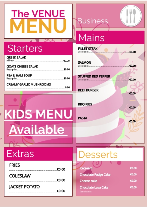 Pink Easter Menu | PosterMyWall