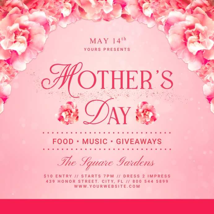Pink Elegant Floral Frame Mother's Day Event | PosterMyWall