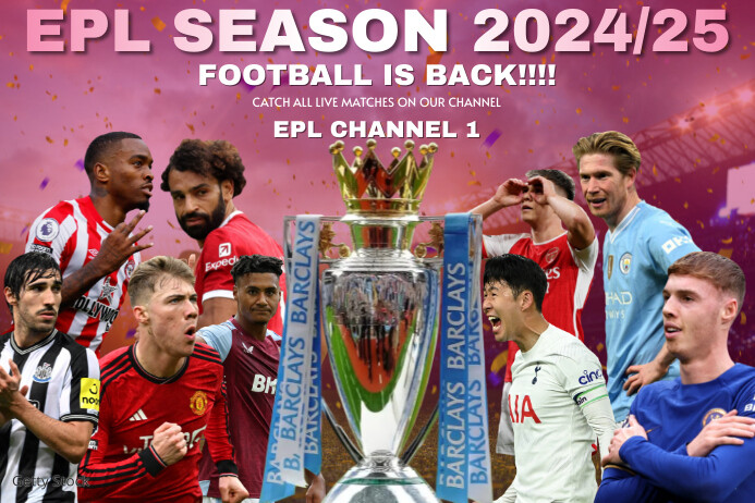 Pink Epl Season 2024/25 Poster Template | PosterMyWall