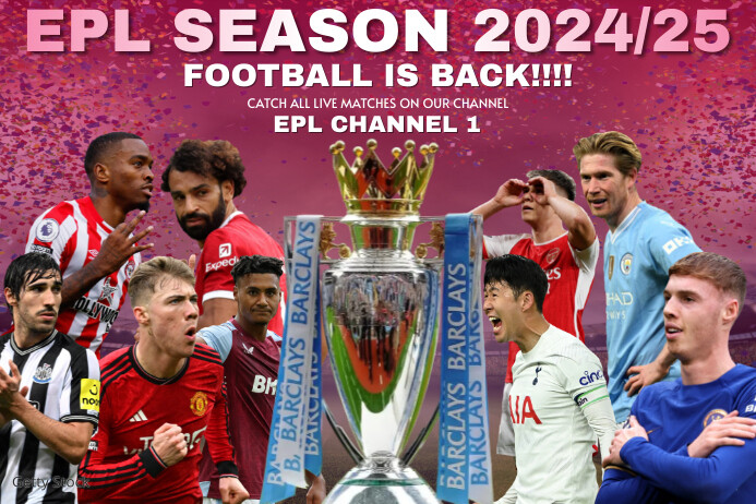 Pink Epl Season 2024/25 Poster Template | PosterMyWall