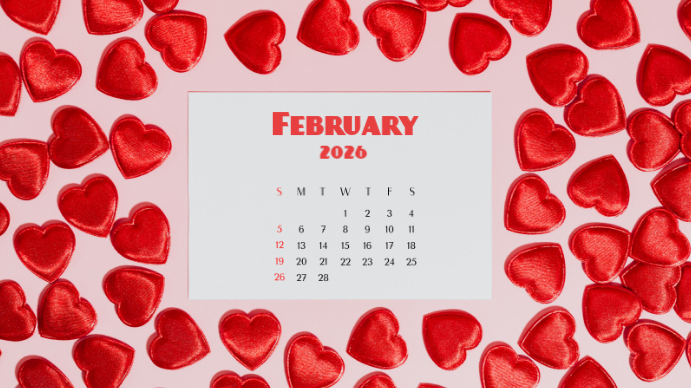 Pink February 2026 Calendar Digital Display Template | PosterMyWall