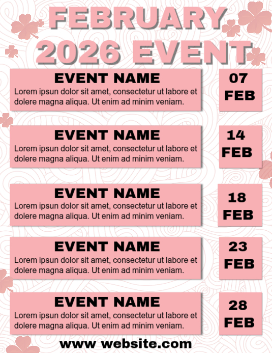 Pink February 2026 Event Flyer (us Letter) Template | PosterMyWall