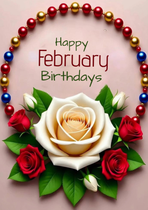 Pink February Birthdays A4 Template | PosterMyWall