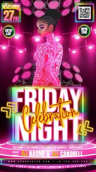 Pink Females Party Event Ad Design template | PosterMyWall