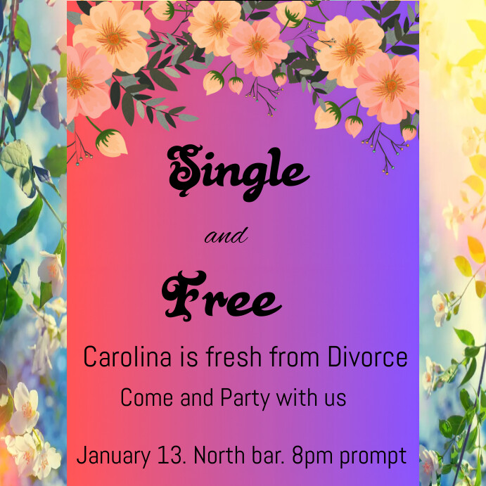 Pink Floral Divorce Invitation Card Instagra Template | PosterMyWall