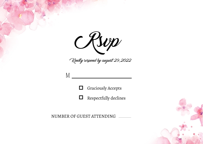 Pink Floral Elegant RSVP CARD Template | PosterMyWall