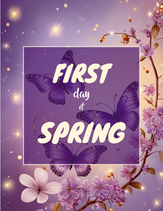 Pink Floral First Day Of Spring Flyer (us Letter) Template | PosterMyWall