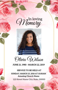 Pink Floral Funeral Invitation Card Template | PosterMyWall