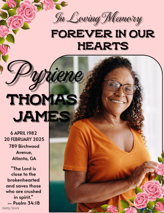 Copy of Pink Floral Funeral Program Template | PosterMyWall