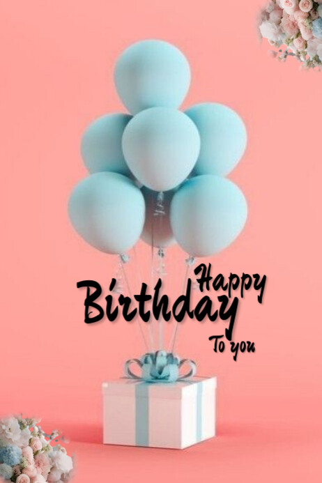 Plantilla de Pink Floral Happy Birthday Wishes Template Poster ...