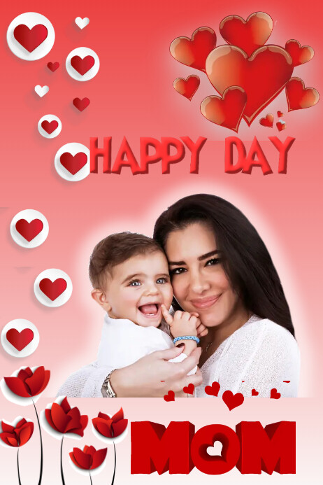 Modèle Pink Floral Happy Day Mom Poster Banners Template Póster ...