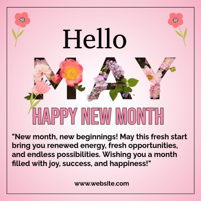 Pink Floral Happy New Month May Instagram Post Template | PosterMyWall