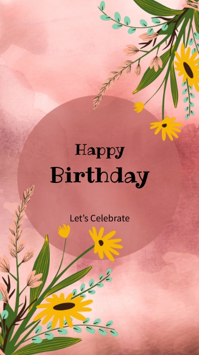 Copy of pink floral HBD card (Instagram Story) | PosterMyWall