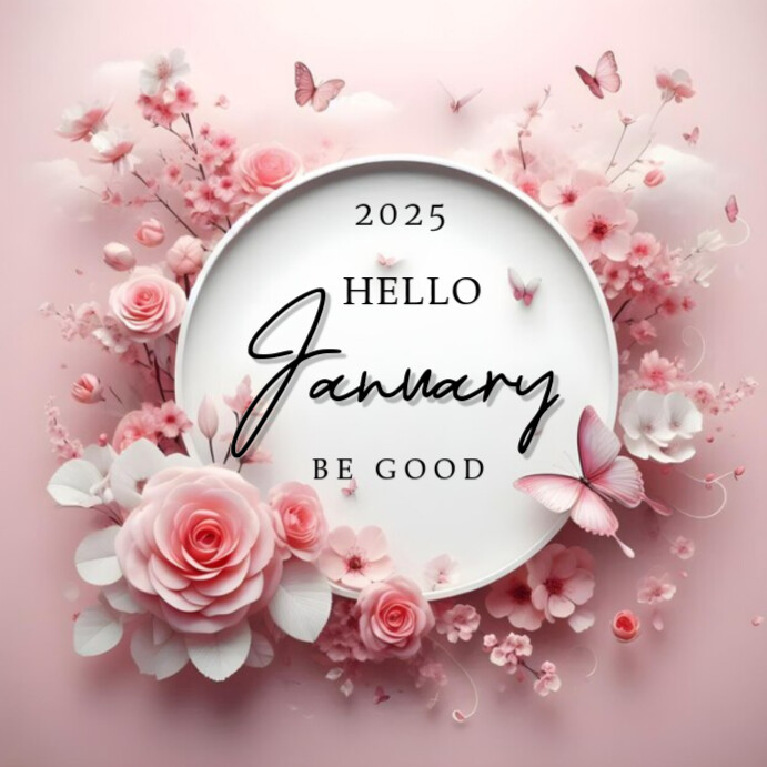 Pink Floral Hello January Instagram Post 2025 Template | PosterMyWall