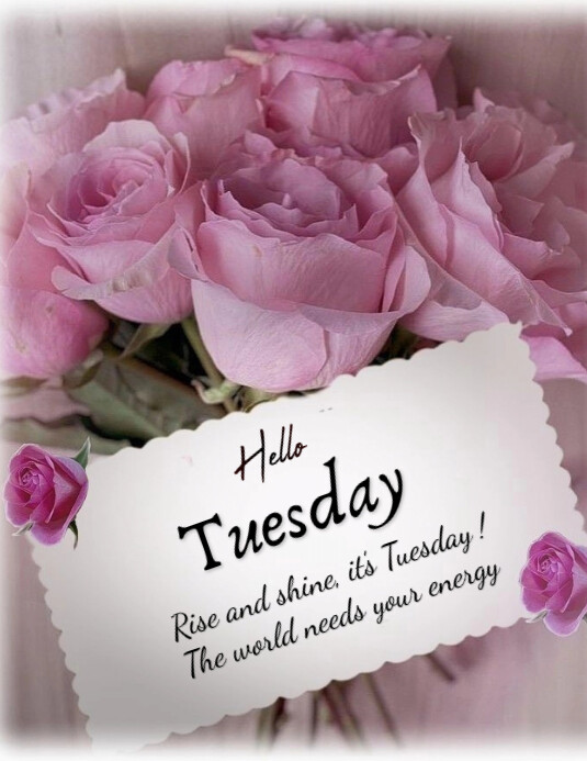 Pink Floral Hello Tuesday Flyer (us Letter) Templat | PosterMyWall