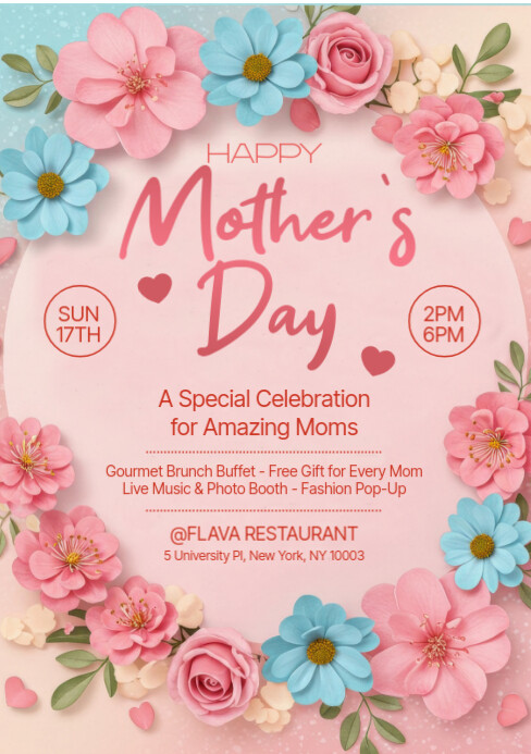 Pink Floral Mother's Day A5 Template | PosterMyWall