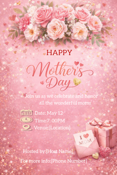Plantilla de Pink Floral Mother's Day Celebration Poster | PosterMyWall