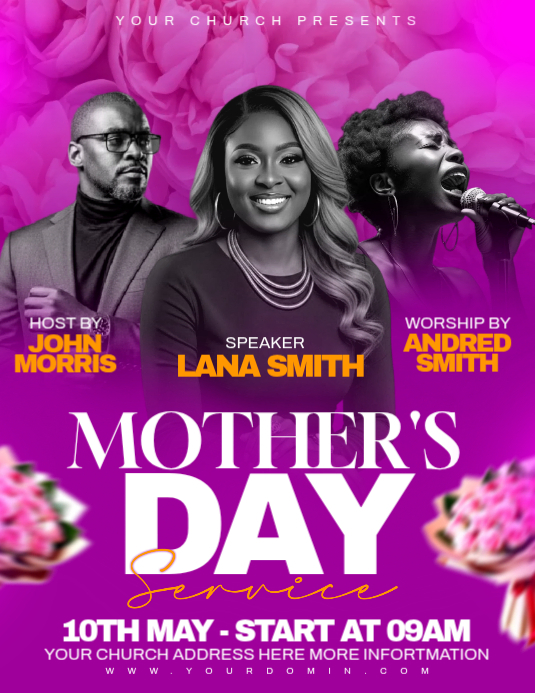 Copy of Pink Floral Mother's Day Church Service Flyer | PosterMyWall
