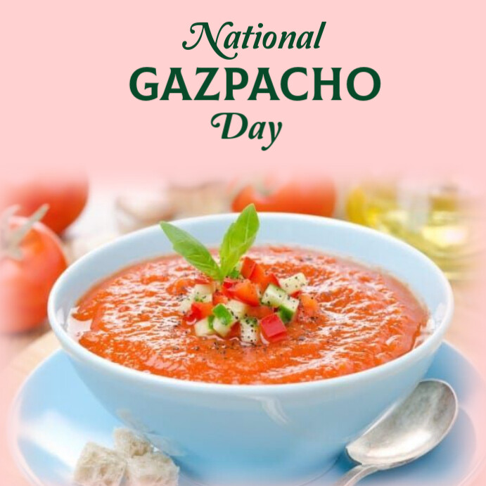 Pink Floral National Gazpacho Day Instagram Post Template | PosterMyWall