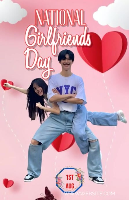 Plantilla de Pink Floral National Girlfriends Day Aug 1st | PosterMyWall