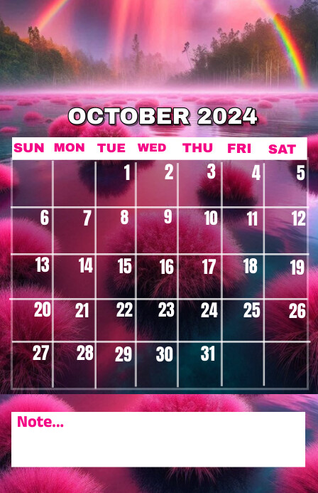 Pink Floral October 2024 Calendar Tabloid Template | PosterMyWall