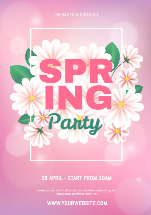 Pink Floral Party Poster Template | PosterMyWall