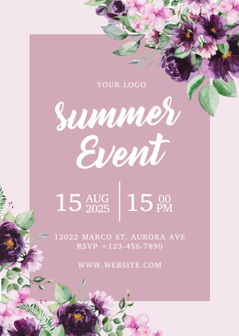 Pink Floral Summer Event Invitation Flyer Template | PosterMyWall