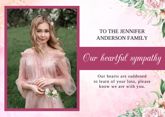 Pink floral sympathy card Template | PosterMyWall