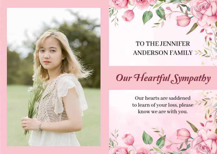Pink Floral Sympathy Card Template | PosterMyWall