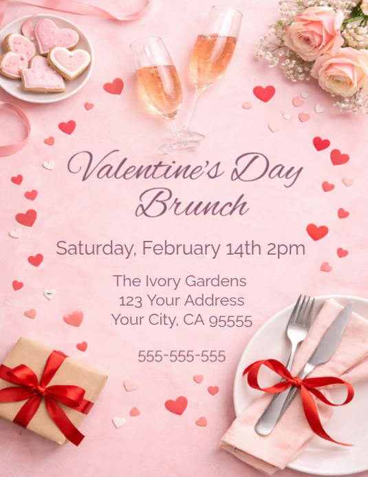 Pink Floral Valentine's Day Invitation Template | PosterMyWall