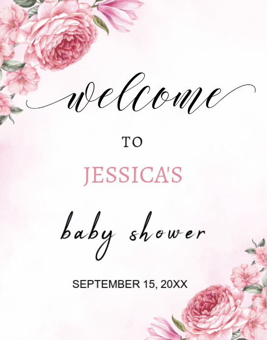 Copy of Pink Floral Watercolor Baby Shower Welcome Sign Poster ...