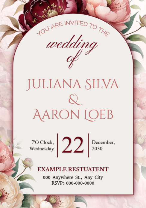 Pink Floral Wedding Invitation Template | PosterMyWall