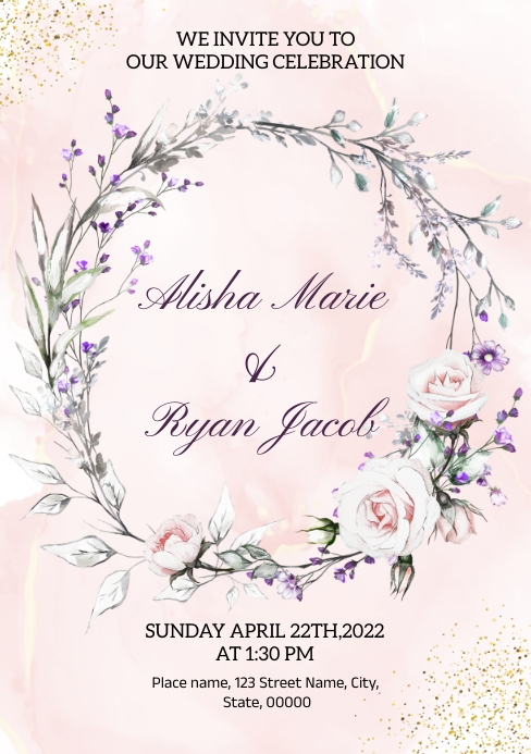 Pink floral Wedding Invitation Template | PosterMyWall