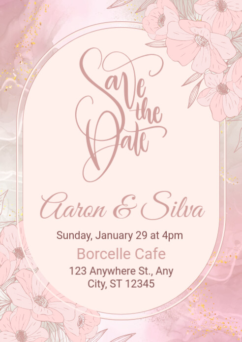 Copy of Pink Floral Wedding Save The Date Design Template | PosterMyWall