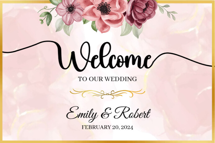 Pink Floral Wedding Welcome Sign Template | PosterMyWall