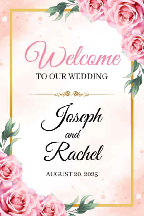 Plantilla de Pink Floral Wedding Welcome Sign Poster | PosterMyWall