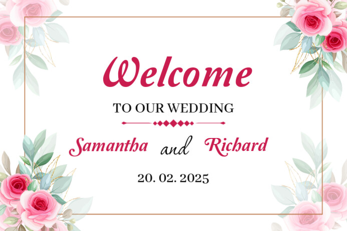 Pink Floral Wedding Welcome Sign Poster Template | PosterMyWall