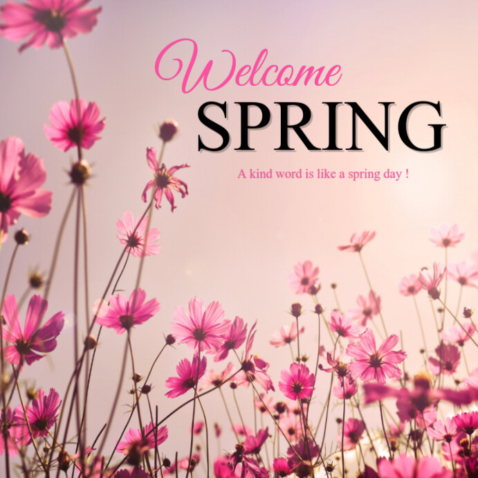 Pink Floral Welcome Spring Instagram Post 2025 Template | PosterMyWall
