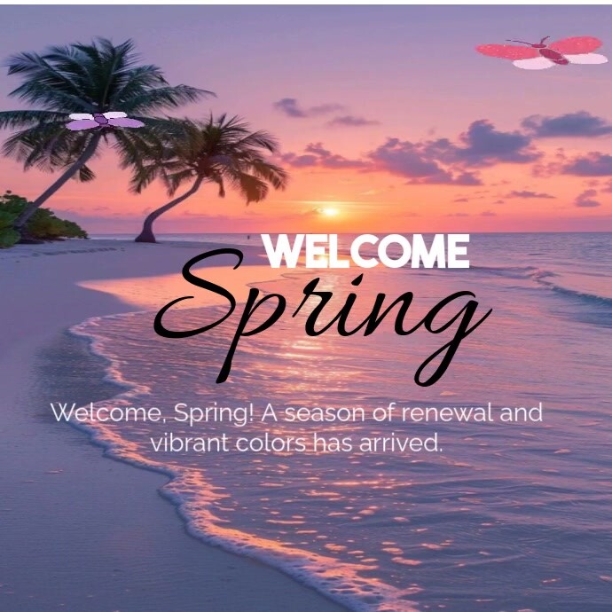 Pink Floral Welcome Spring Instagram Post Template | PosterMyWall