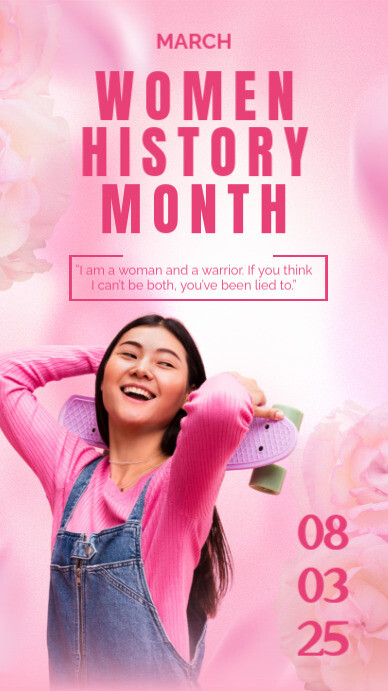 Pink Floral Women History Month Instagram Story Template | PosterMyWall