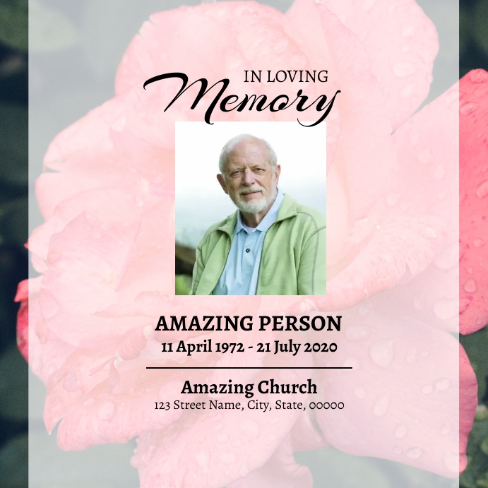 Pink Flower Funeral Instagram post Template | PosterMyWall