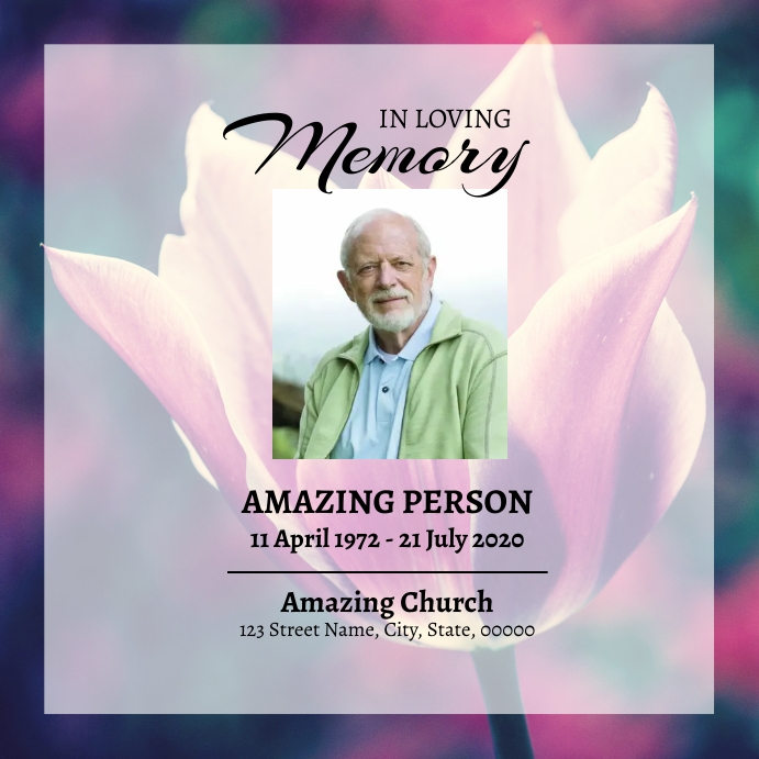 Pink flower Funeral Instagram post templat Template | PosterMyWall