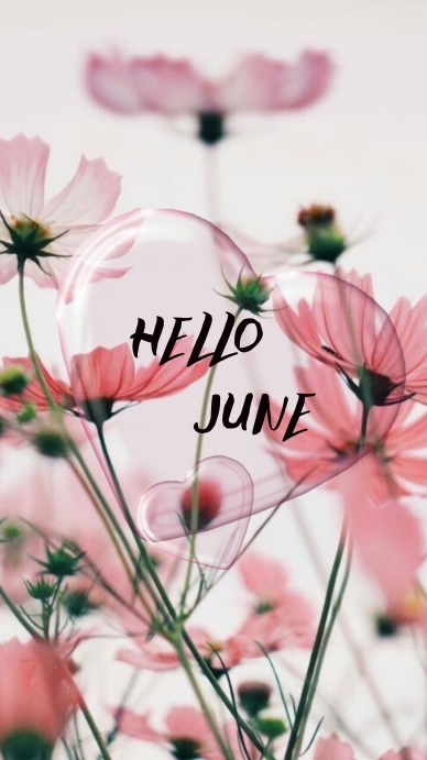 pink flower hello june Template | PosterMyWall