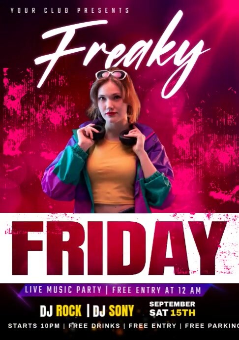 Pink Freaky Friday Night A4 Template | PosterMyWall