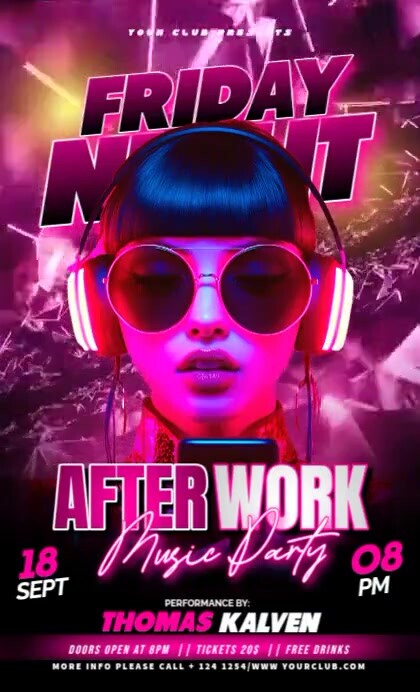 Pink Friday After Work Night Party Video Flyer Us Legal Template ...