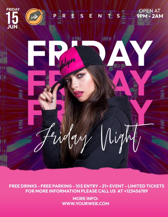 Pink Friday Night Party Template | PosterMyWall