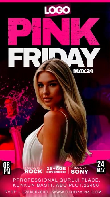 Pink Friday party flyer graphics Template | PosterMyWall
