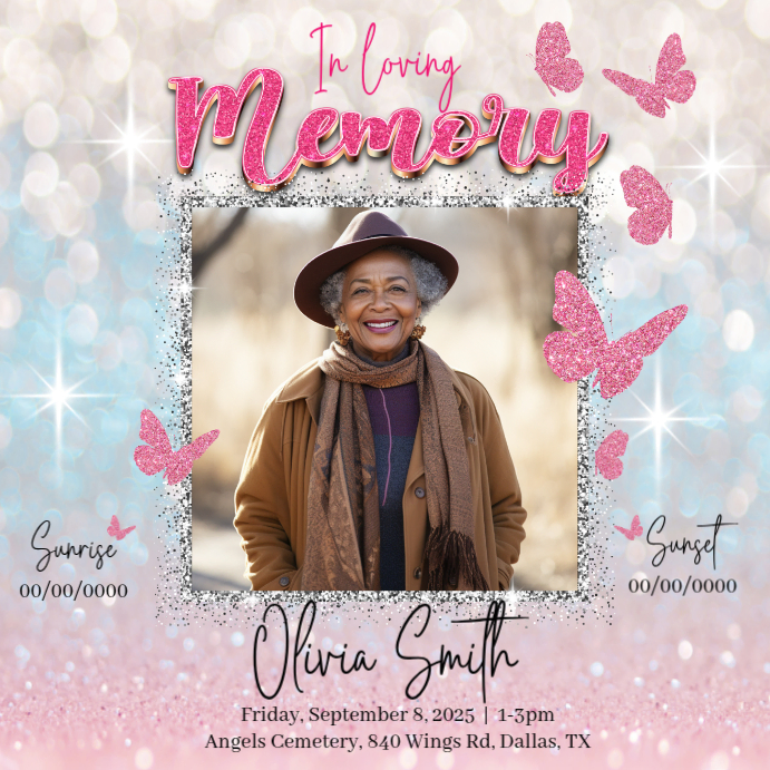 Pink Funeral Post In Loving Memory Flyer Template | PosterMyWall