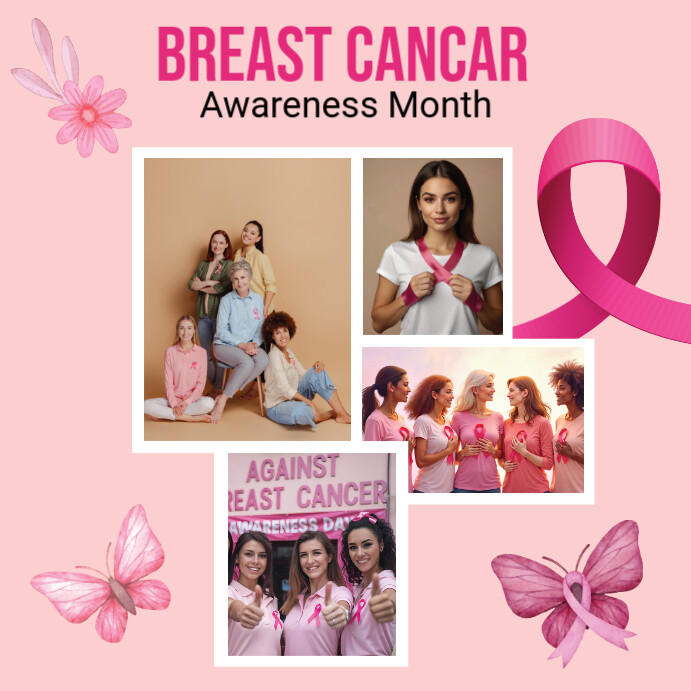 Pink Futuristic Breast Cancer Awareness Day Instagram Post Template | PosterMyWall